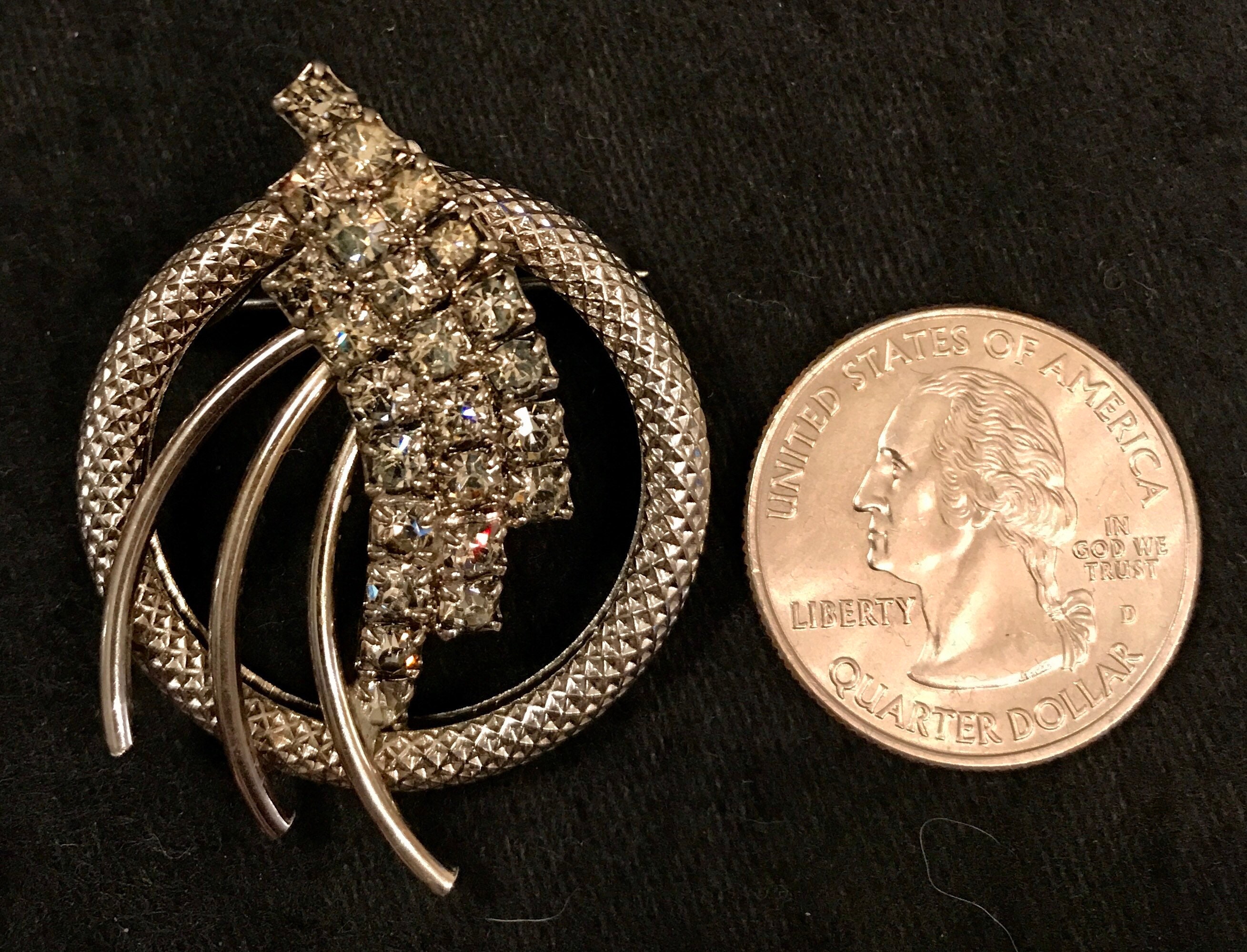 Vintage 60s 70s Circle Pin Smoky Rhinestones - Etsy