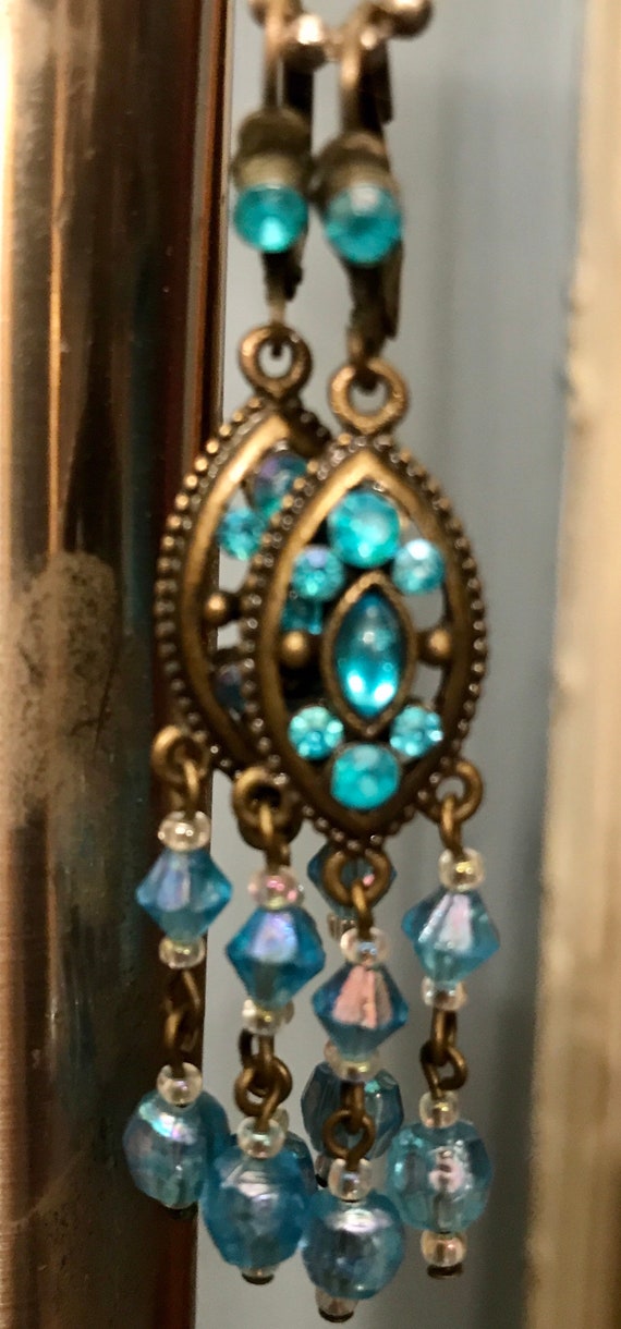 Retro Teal Aqua Blue Victorian Art Nouveau Boho Style… - Gem