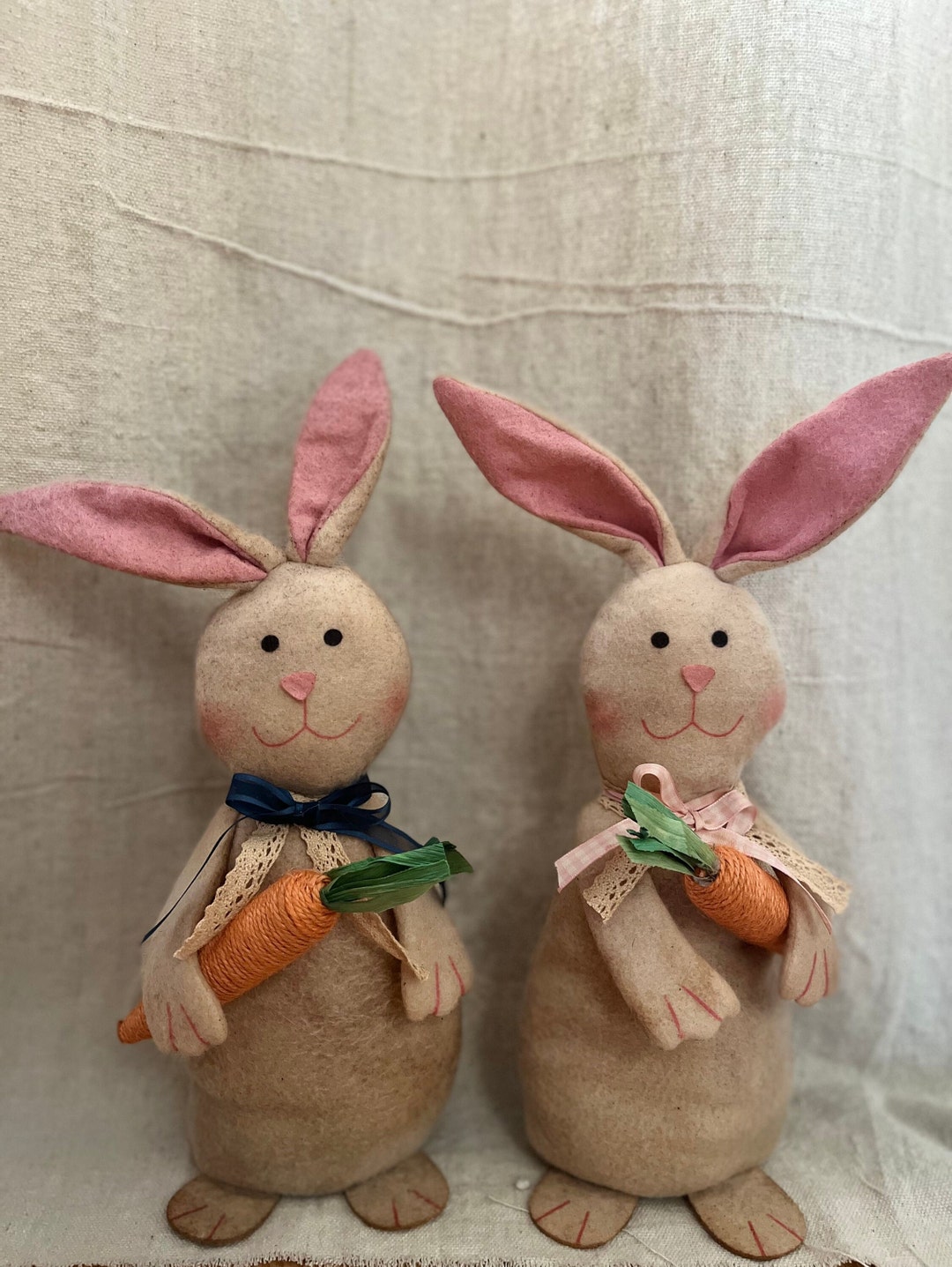 Set of 2 Primitive Easter Bunnies 14 - Etsy