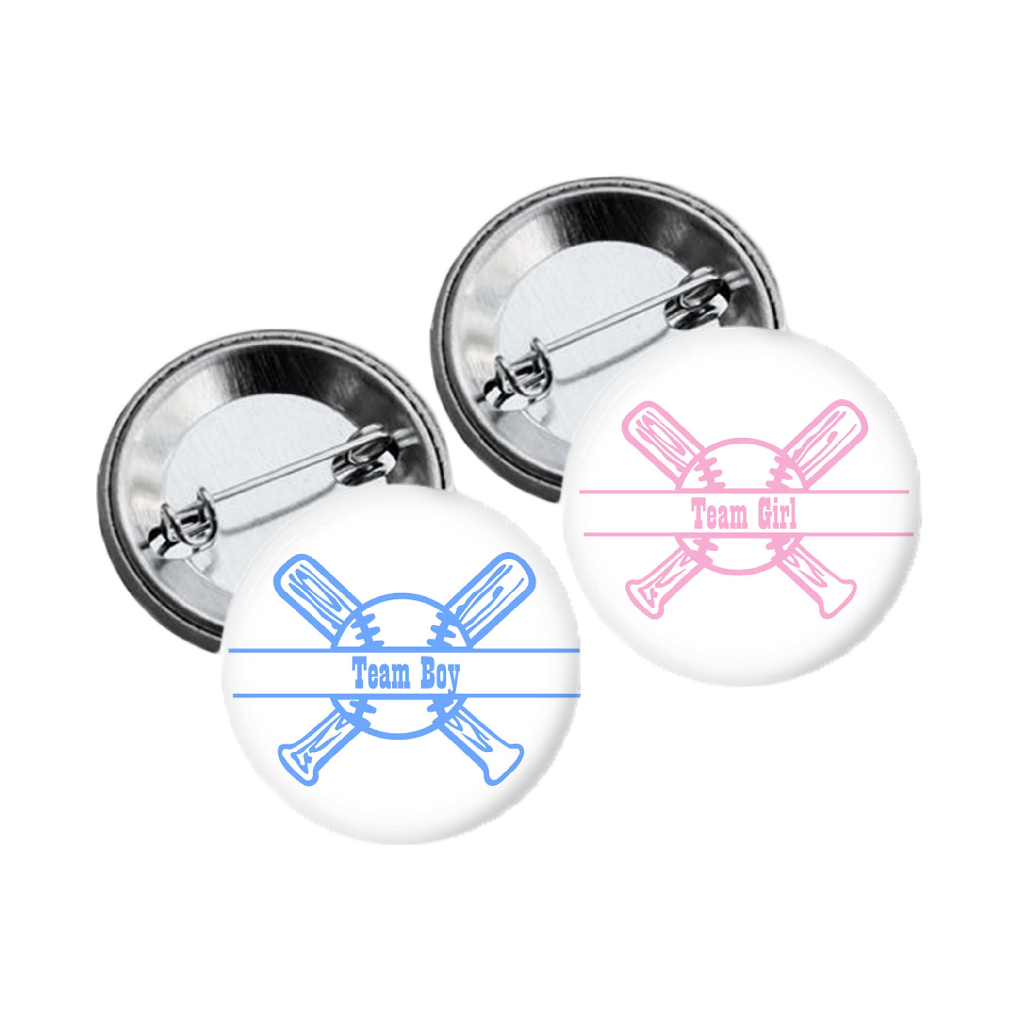 Baseball Gender Pins Baby Gender Reveal Button Party Favor - Etsy