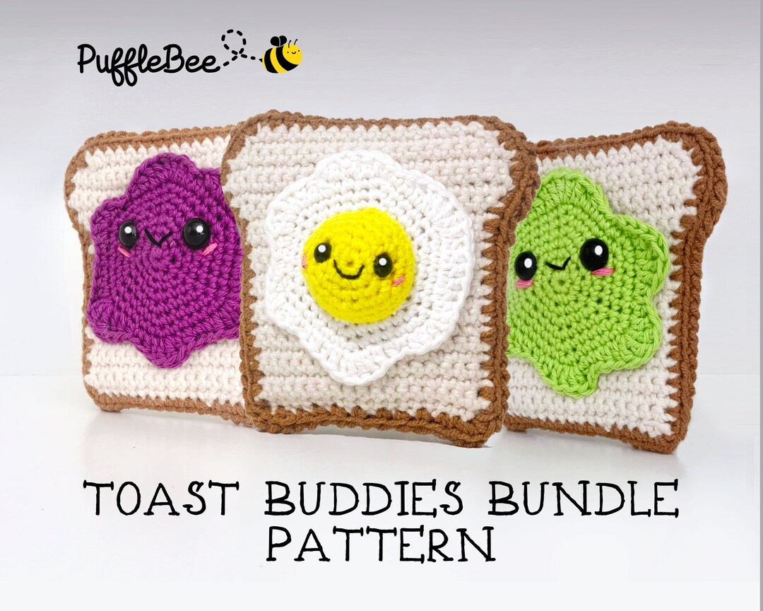 Amigurumi Avocado Toast, Fried Egg Toast & Jam Toast Crochet Pattern ...