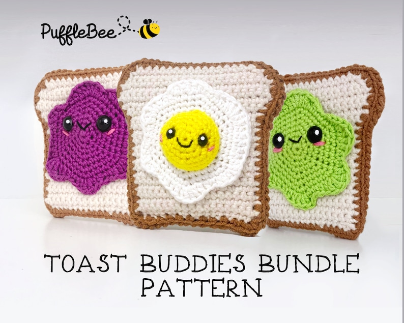 Amigurumi Avocado Toast, Fried Egg Toast & Jam Toast Crochet Pattern ...
