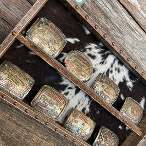 IN STOCK 8 Count Buckle Display, COWHIDE, Warm Brown Wood 6 - Etsy