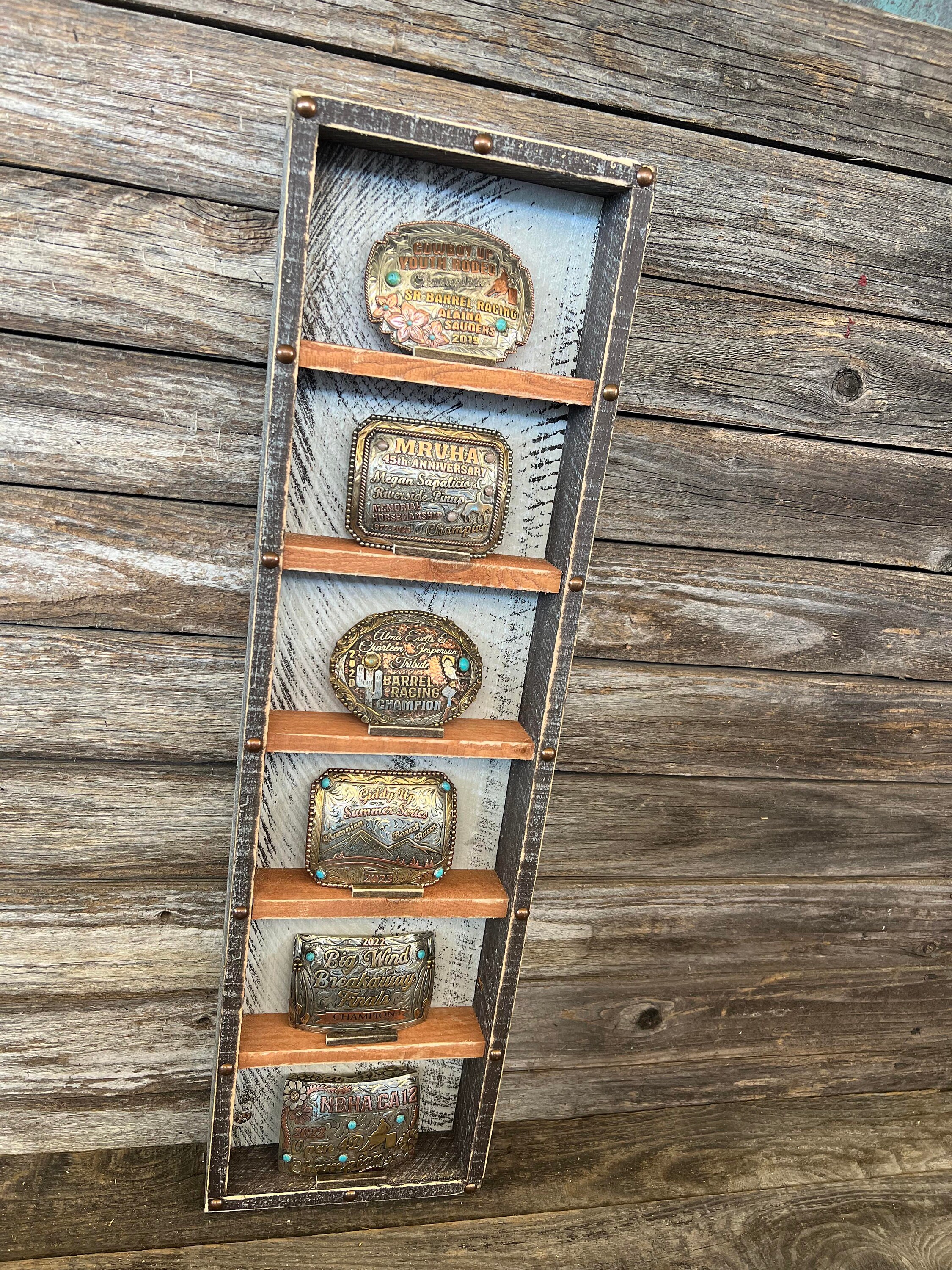 Vertical 6 Count Belt Buckle Display, Case, Box. Whitewash - Etsy