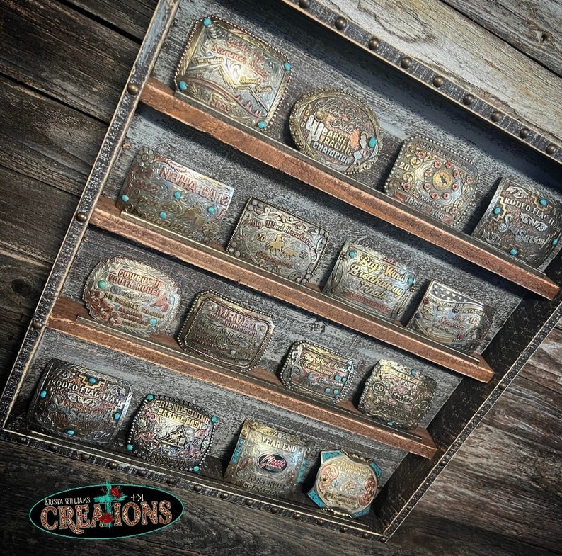 16 Count Buckle Display, Case, Box, WOOD, Barnwood Brown - Etsy