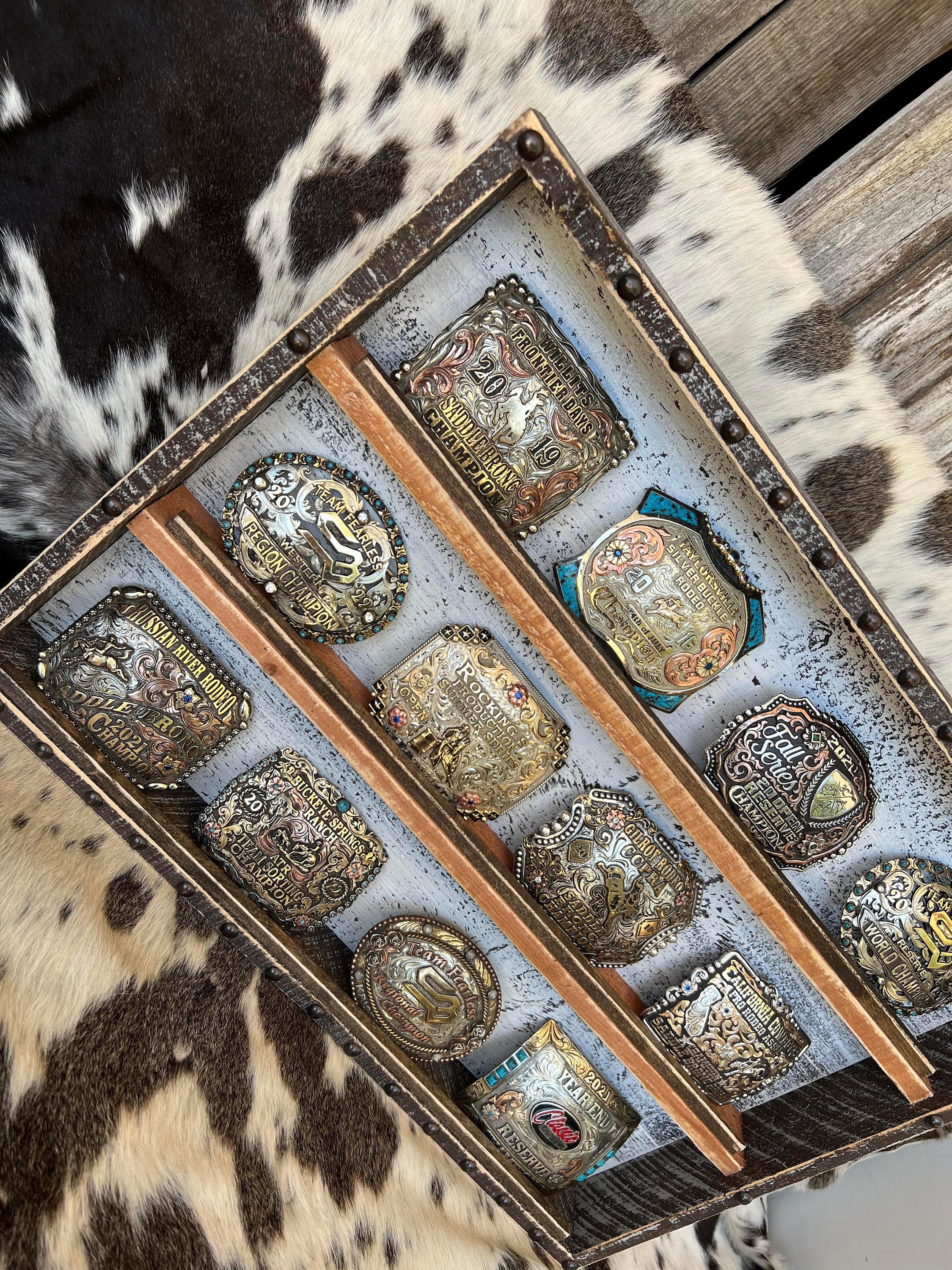 12 Count Belt Buckle Display, Case, Wood. WHITE Base, BROWN Walls - Etsy