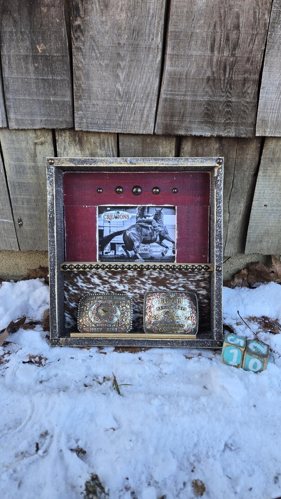 IN STOCK, 5x7 Picture Buckle Display. Holds 1-2 Buckles. Full Cowhide ...