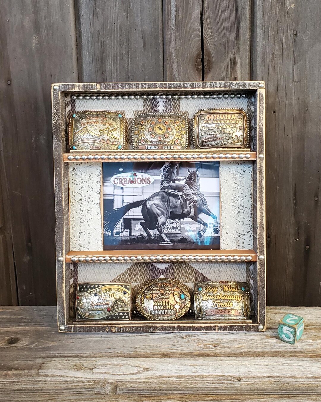 NAVAJO ASH Wool 6 Count Belt Buckle Display With 8x10 Center Frame ...