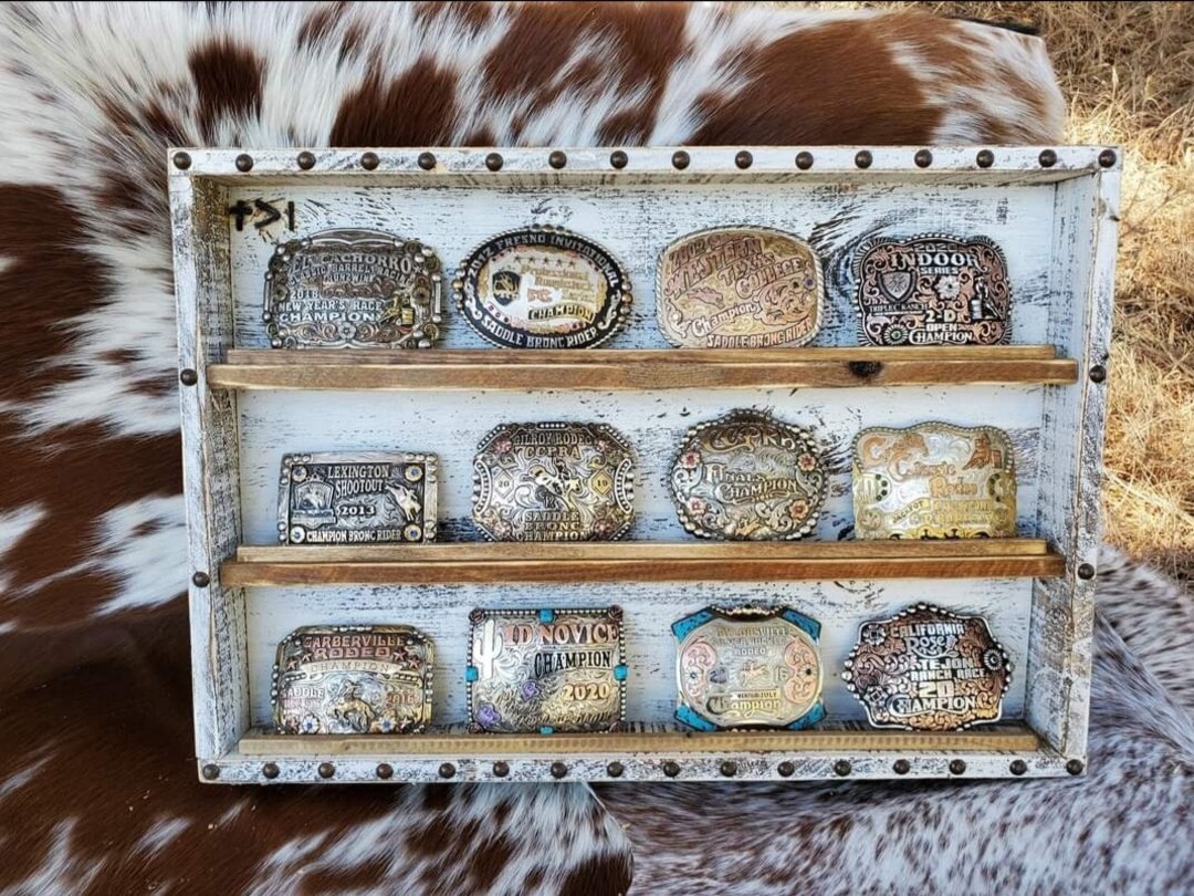 12 Count Belt Buckle Display Case. Wood. WHITEWASH Base/walls - Etsy