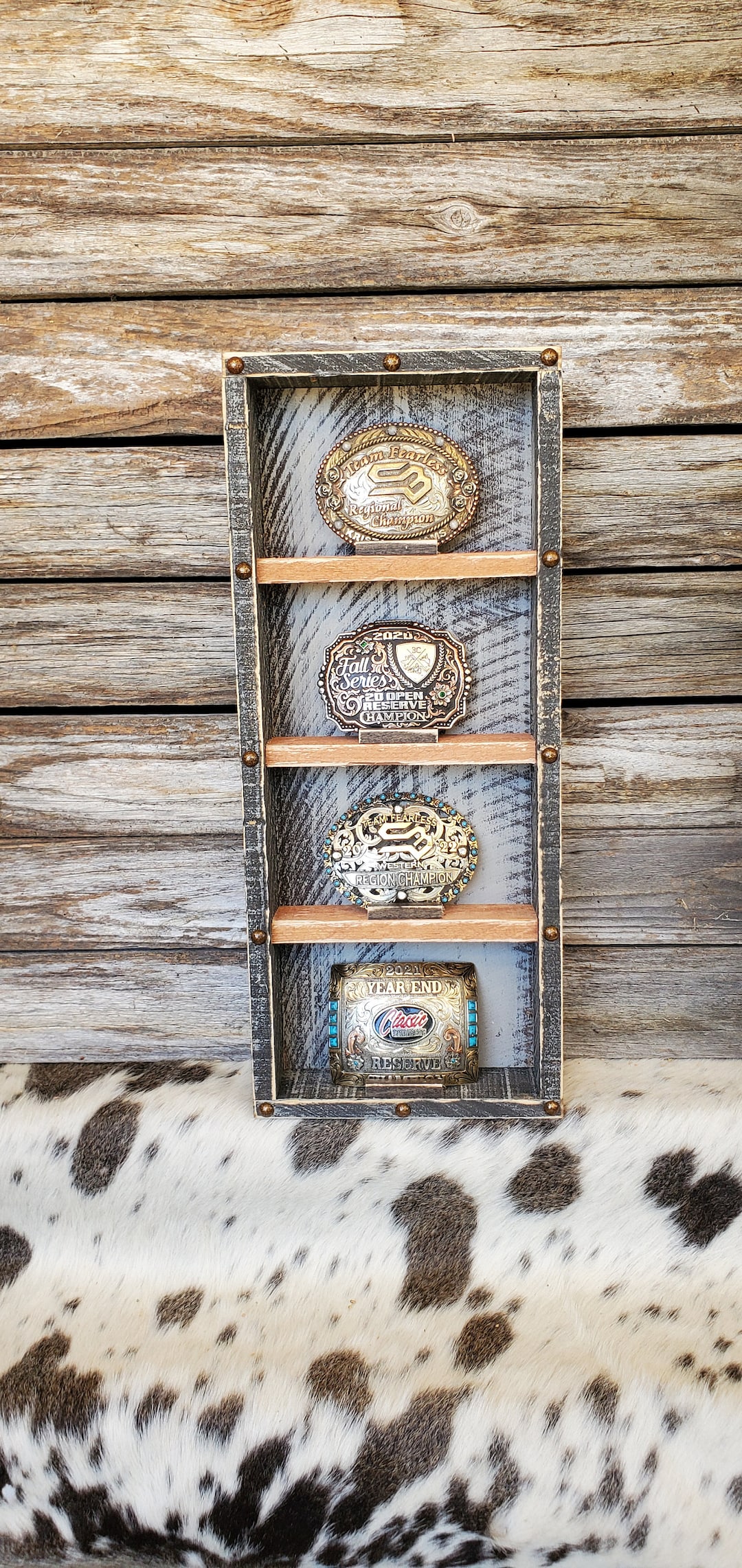 Vertical 4 Count Belt Buckle Display, Case, Box, BARNWOOD BROWN - Etsy