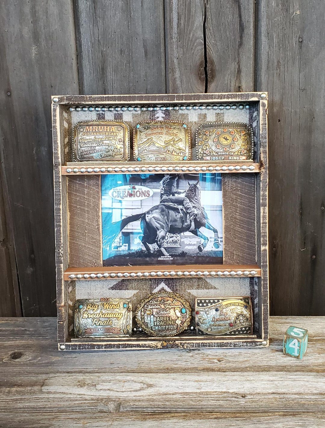 NAVAJO ASH Wool 6 Count Belt Buckle Display With 8x10 Center Frame ...