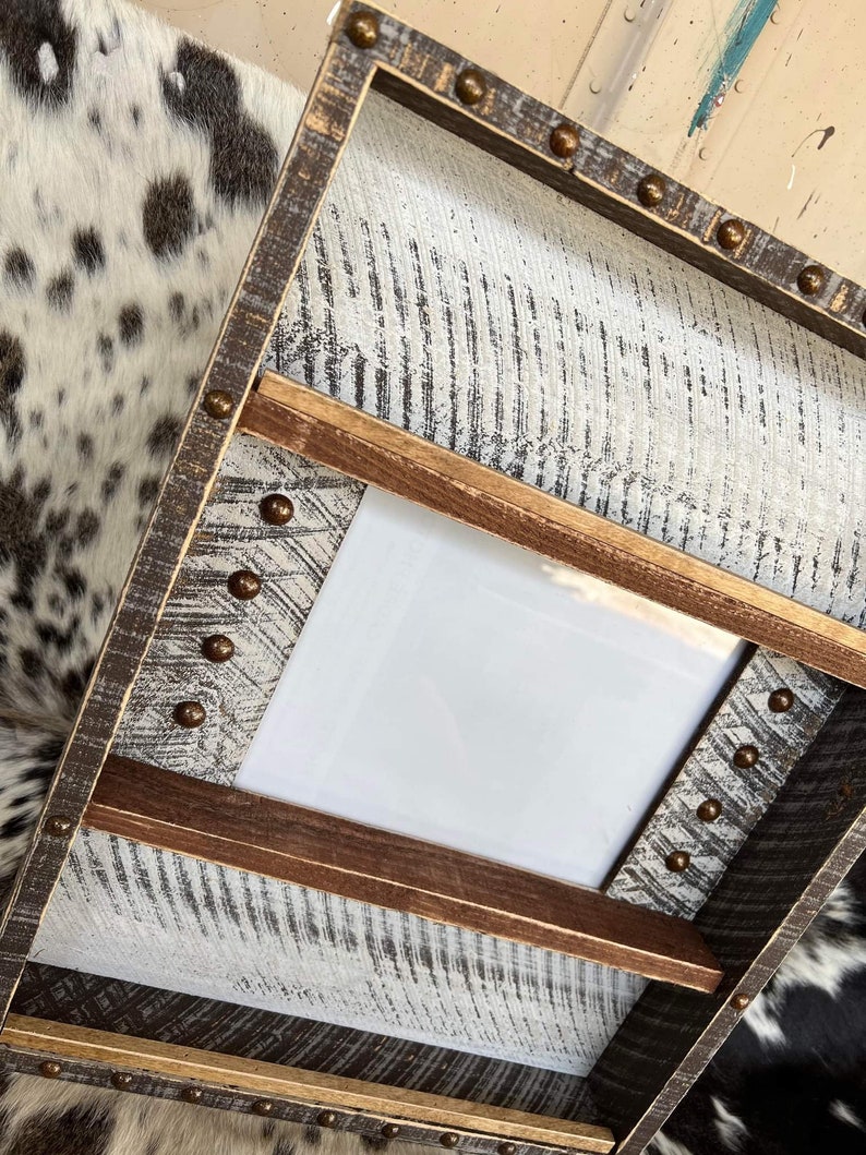 6 Count Belt Buckle Display With 8x10 Center Frame, WHITEWASH - Etsy