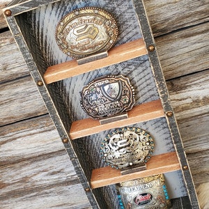 Vertical 4 Count Belt Buckle Display, Case, Box, BARNWOOD BROWN - Etsy