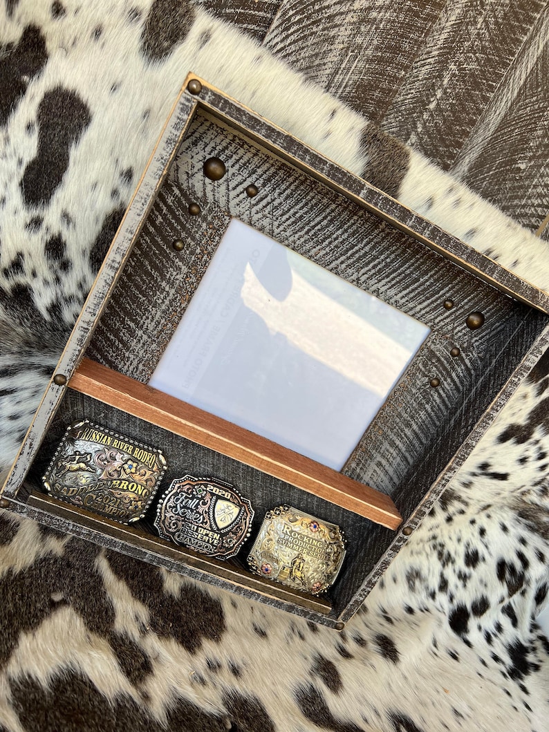 Buckle Display With 8x10 Picture. Holds 1-3 Buckles. BARNWOOD BROWN - Etsy