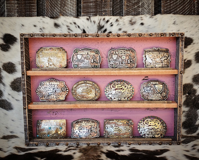 12 Count Belt Buckle Display, Case. Wood. Pink - Etsy