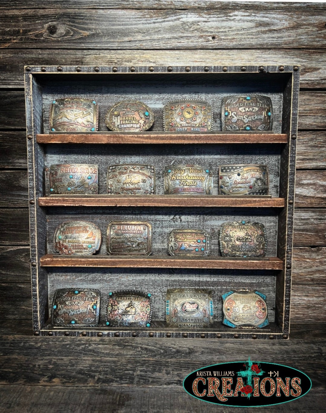 16 Count Buckle Display, Case, Box, WOOD, Barnwood Brown - Etsy