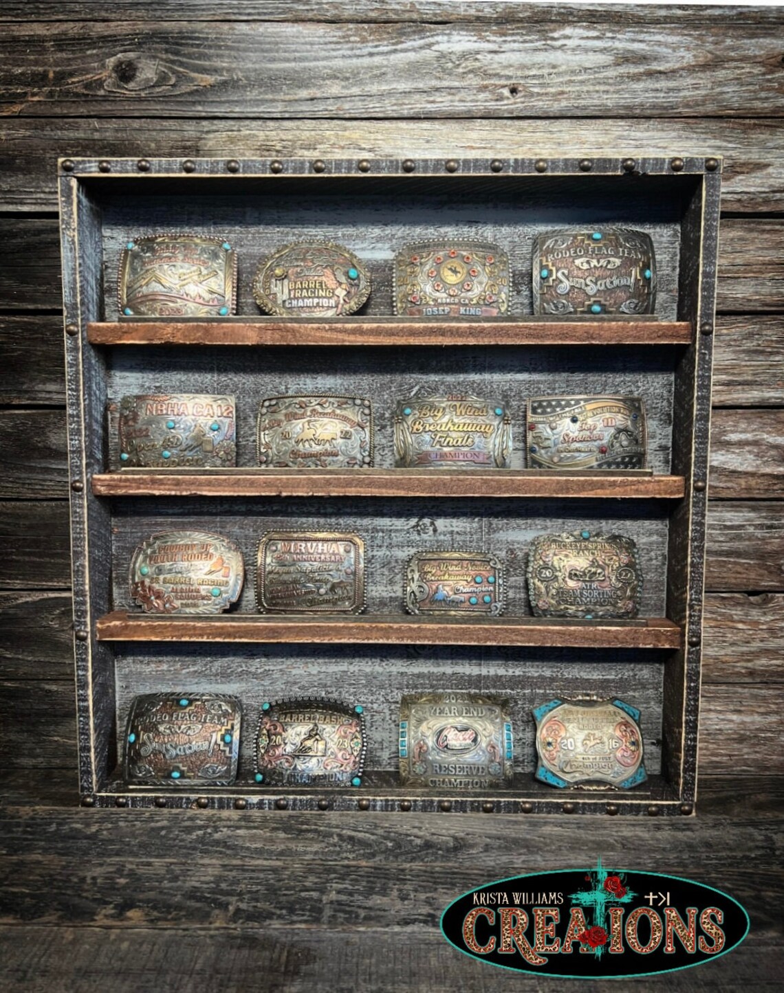 16 Count Buckle Display, Case, Box, WOOD, Barnwood Brown - Etsy