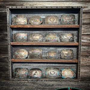 16 Count Buckle Display, Case, Box, WOOD, Barnwood Brown - Etsy