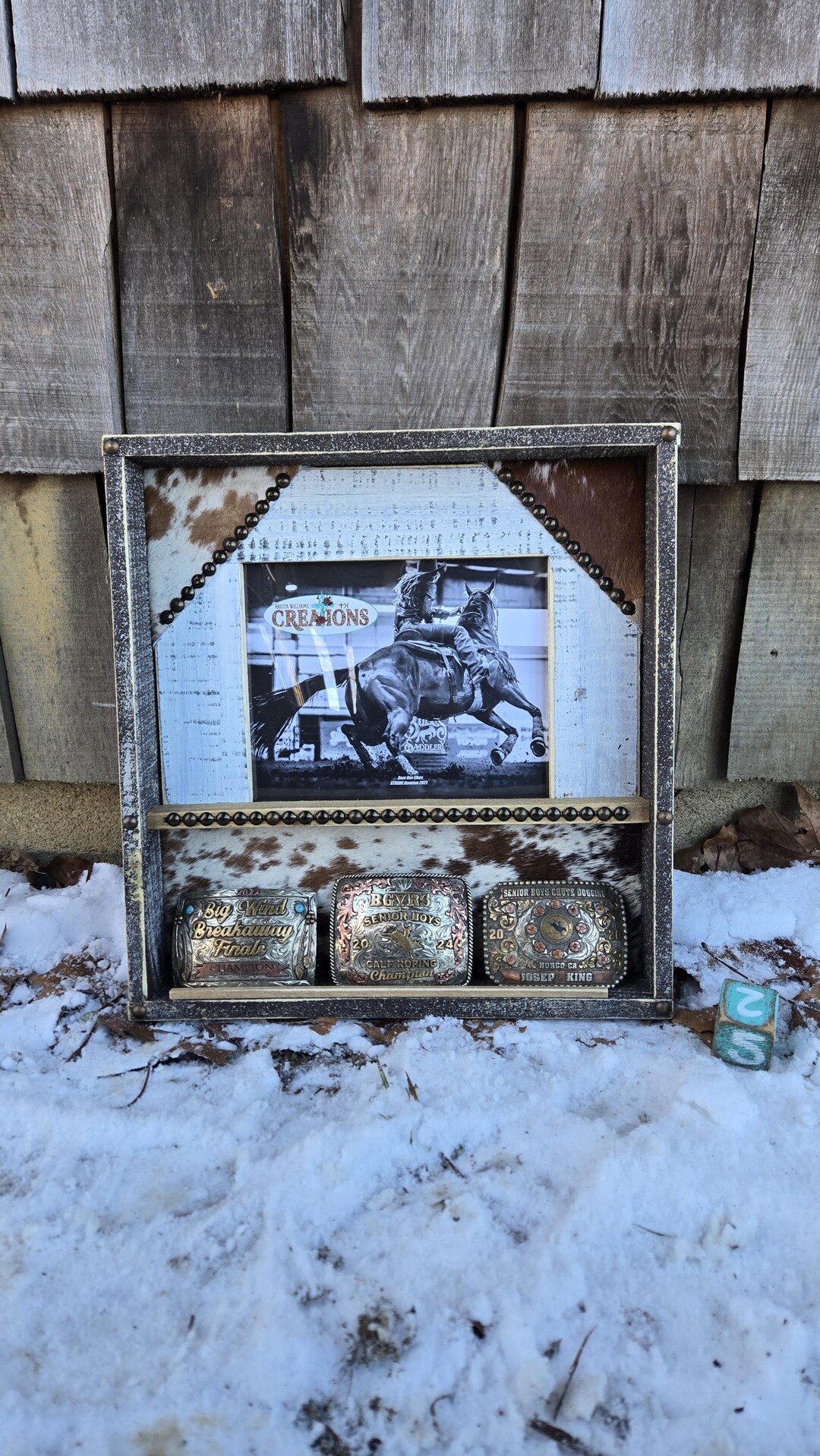8x10 3 Count COWHIDE Buckle Display WHITEWASH #5 - Etsy