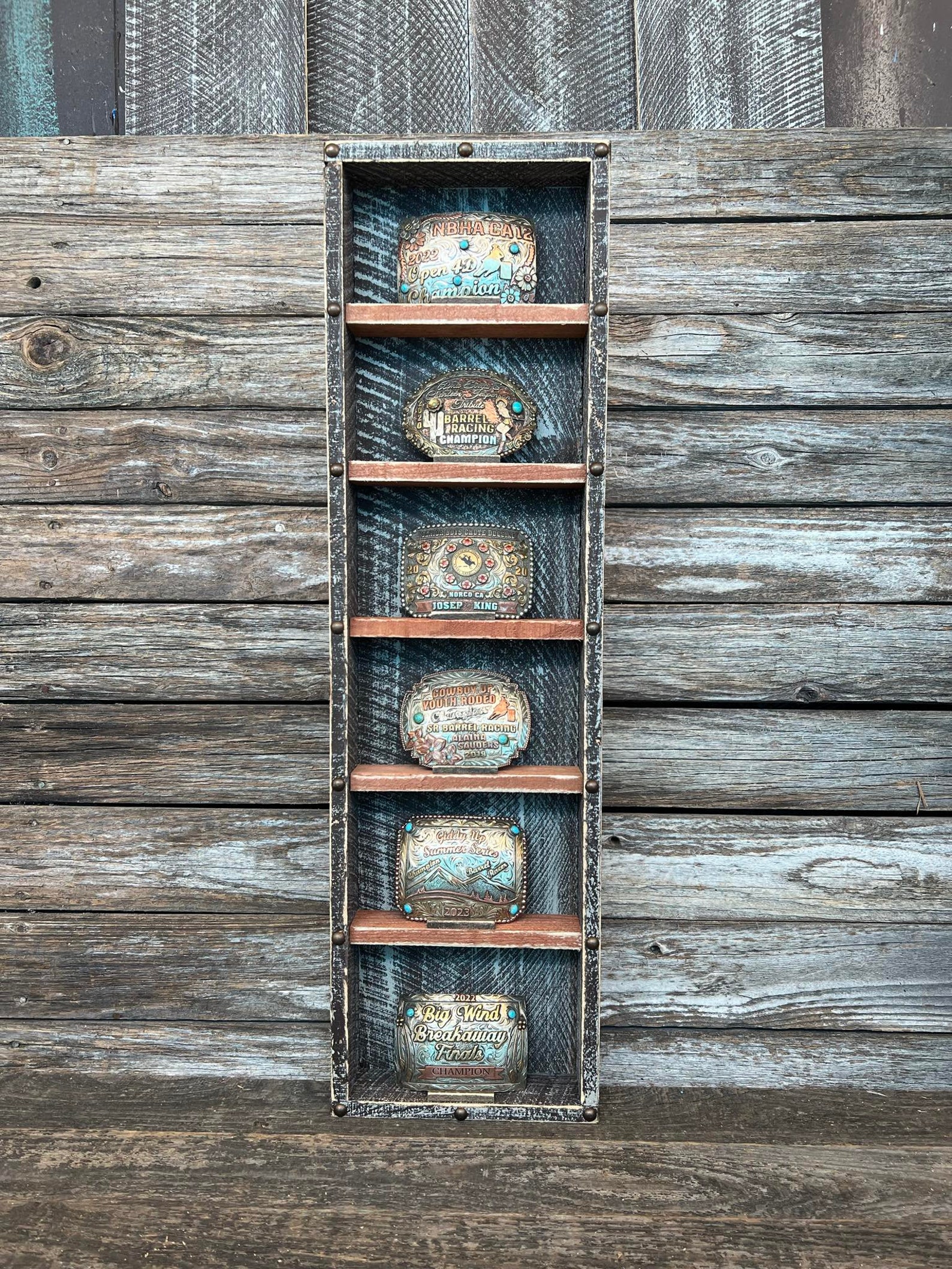 Vertical 6 Count Belt Buckle Display, Case, Box. Barnwood Brown - Etsy