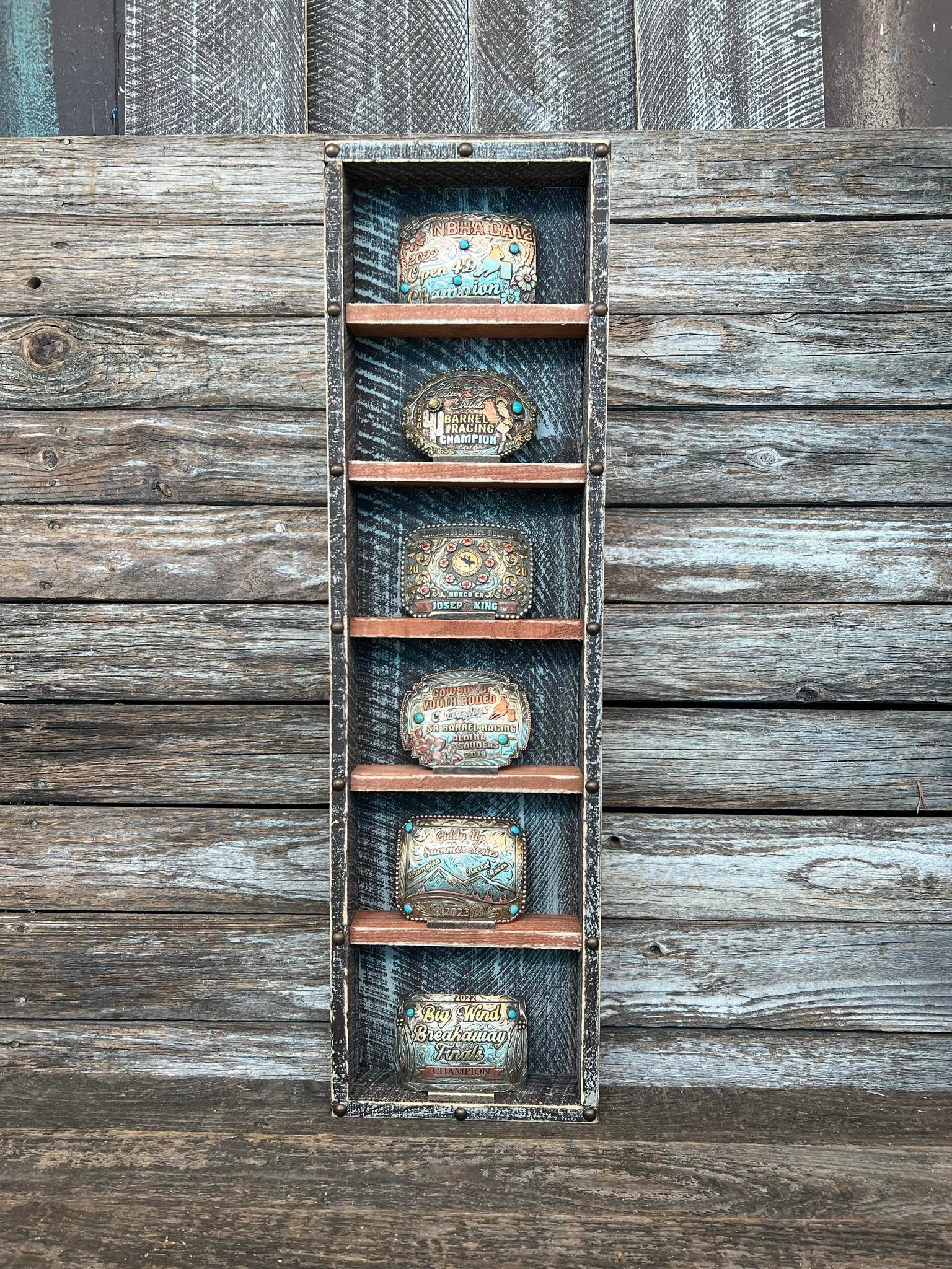 Vertical 6 Count Belt Buckle Display, Case, Box. Barnwood Brown - Etsy