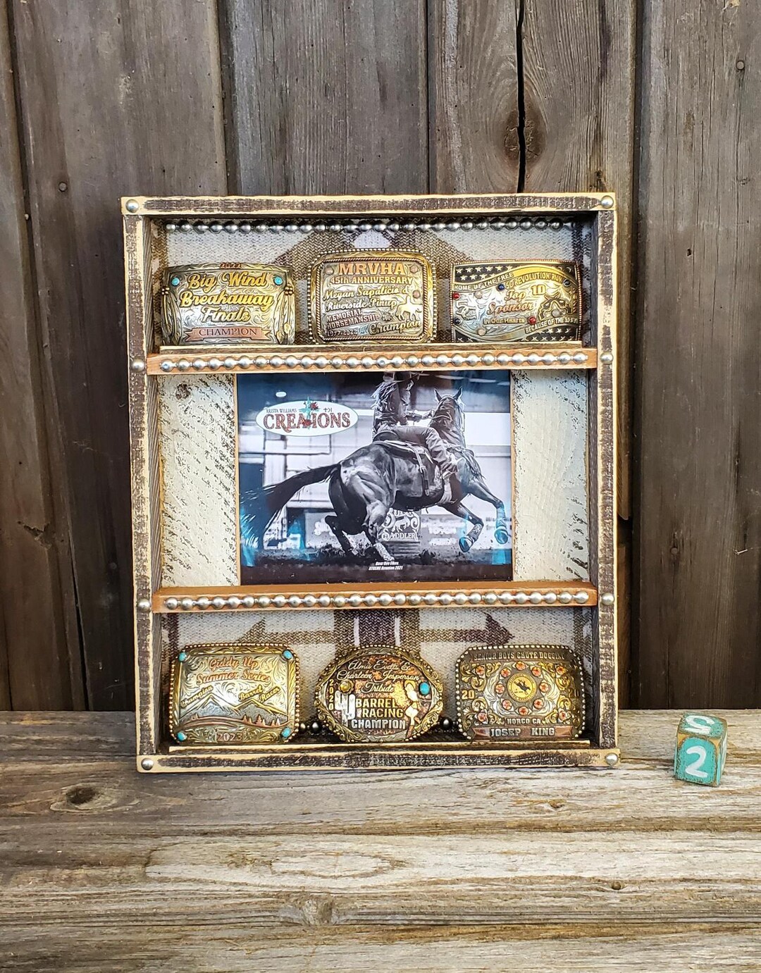 NAVAJO ASH Wool 6 Count Belt Buckle Display With 8x10 Center Frame ...
