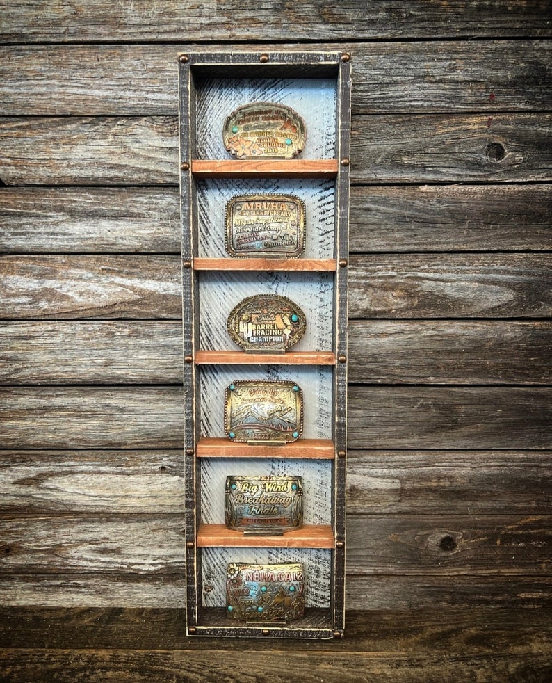 Vertical 6 Count Belt Buckle Display, Case, Box. Whitewash - Etsy