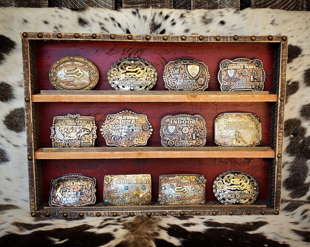 12 Count Belt Buckle Display, Case. Wood. RED - Etsy
