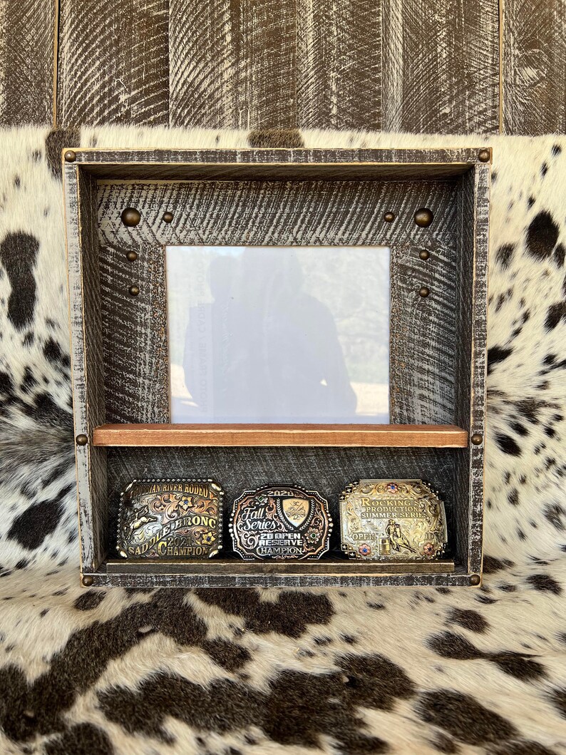 Buckle Display With 8x10 Picture. Holds 1-3 Buckles. BARNWOOD BROWN - Etsy