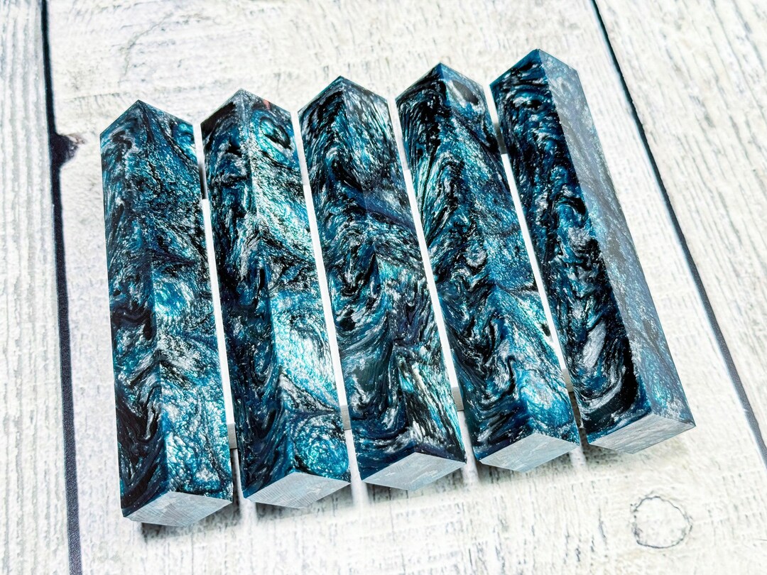 Resin Pen Blanks - Teal & Silver - Etsy