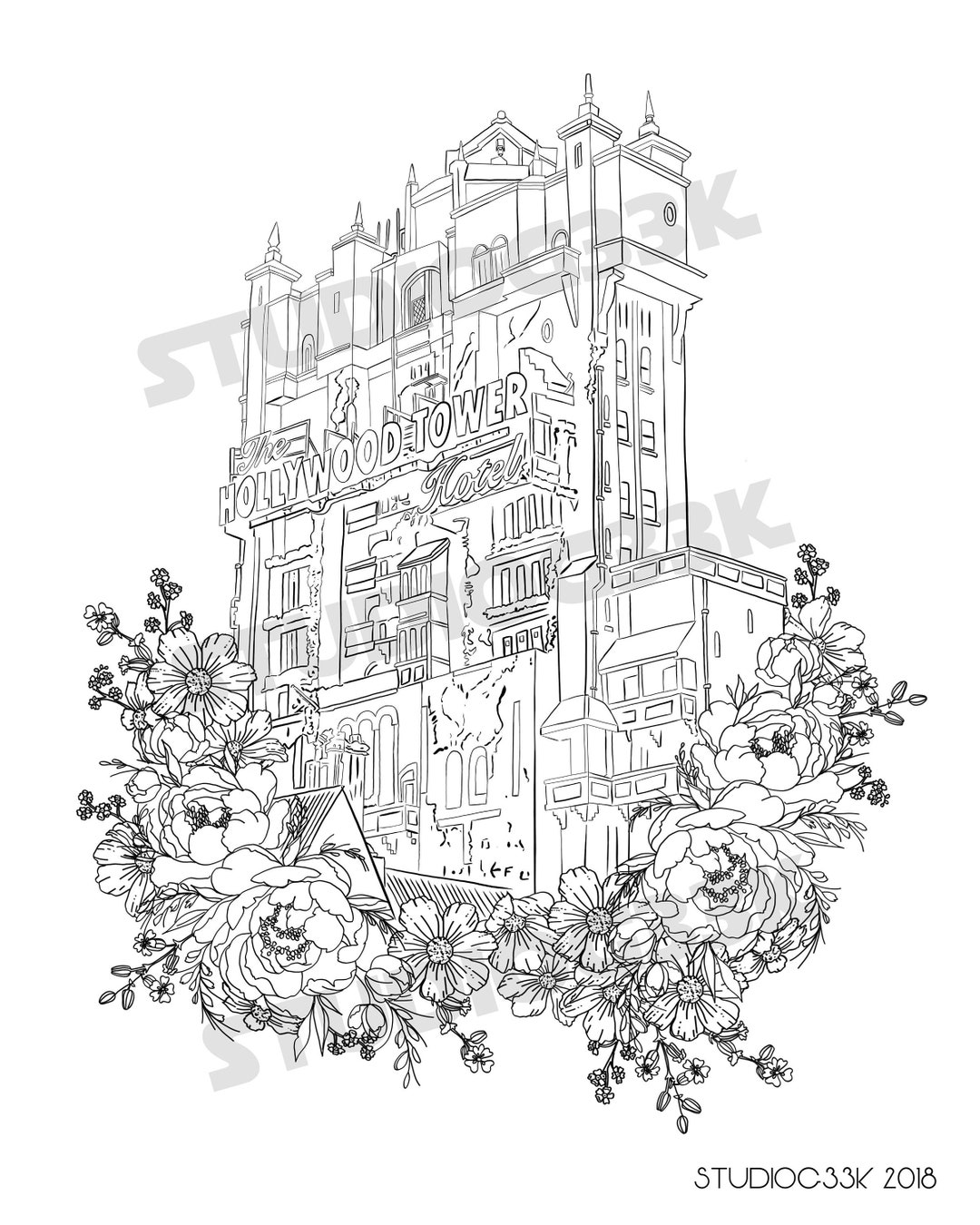 Tower Printable Digital Download Coloring Page - Etsy