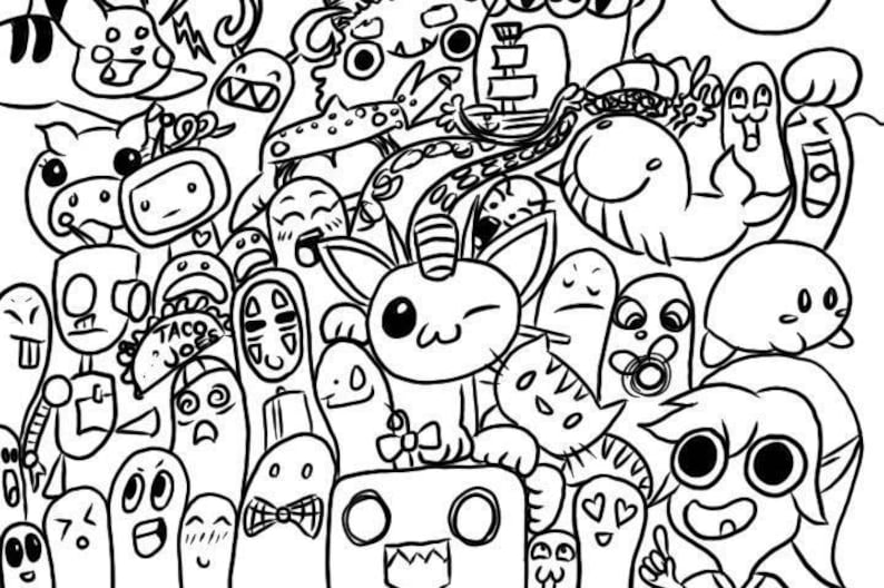 Geek Character Stack Printable Digital Download Coloring Page | Etsy