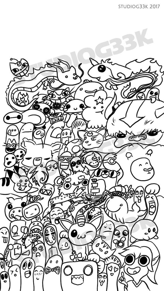 Geek Character Stack Printable Digital Download Coloring Page | Etsy