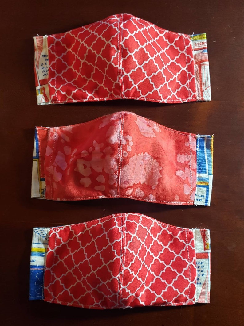 Cotton Face Mask Red White and Blue Nautical Print Face - Etsy