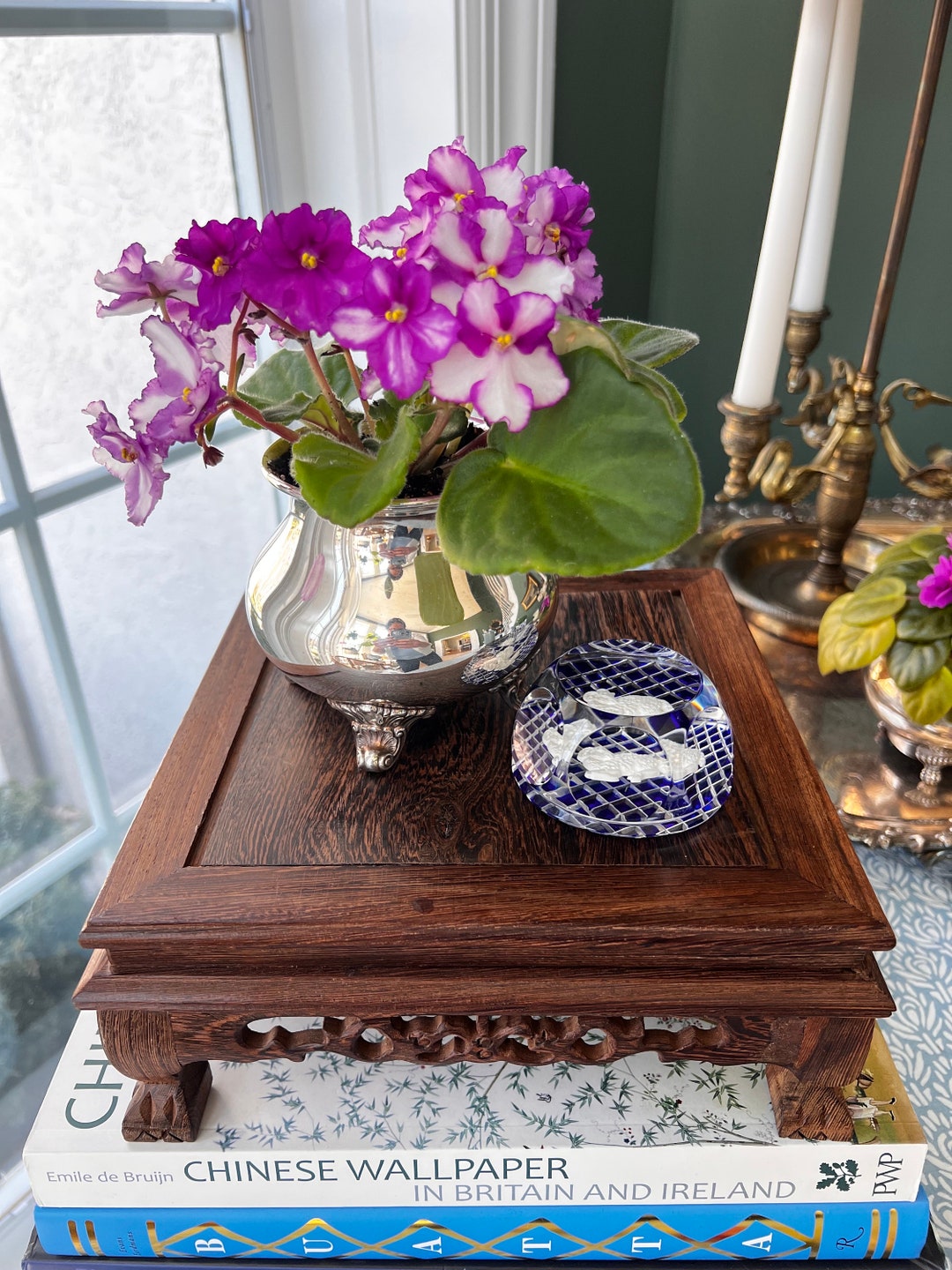 Chinoiserie Carved Wood Pedestal // Display Stand // Wooden Riser ...