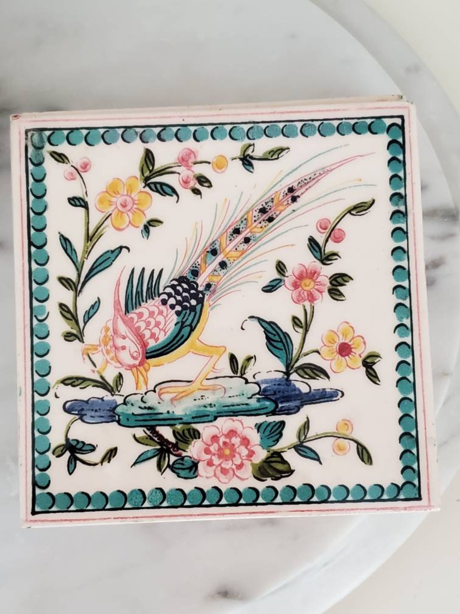 Amazing Set of 7 Vintage Decorative Tiles / Hand Painted in | Etsy