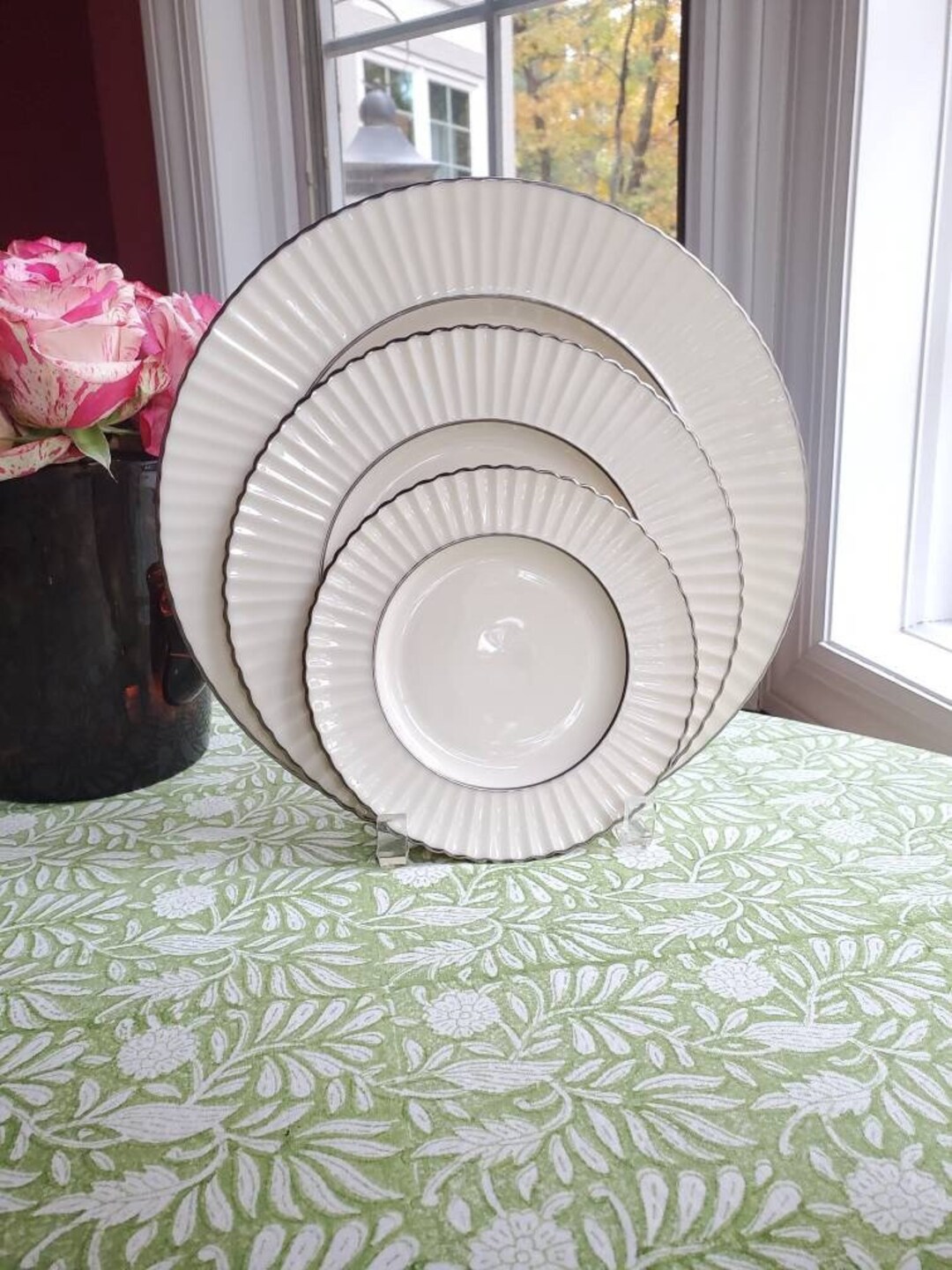 Lenox Colonnade Plates // Platinum Rim // 12 3-piece Place Settings ...