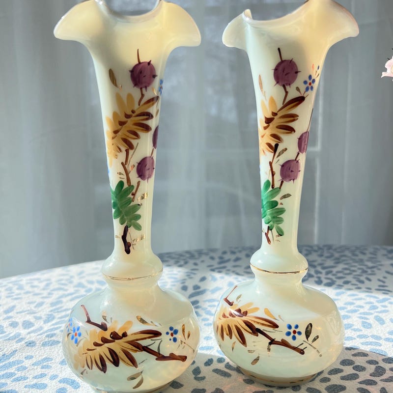 Antique Vases Opaline - Etsy
