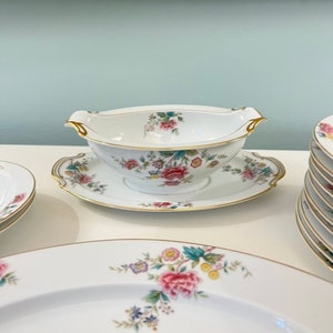 Vintage Mini Set of Fine China by Noritake // Chinoiserie Pink Floral ...