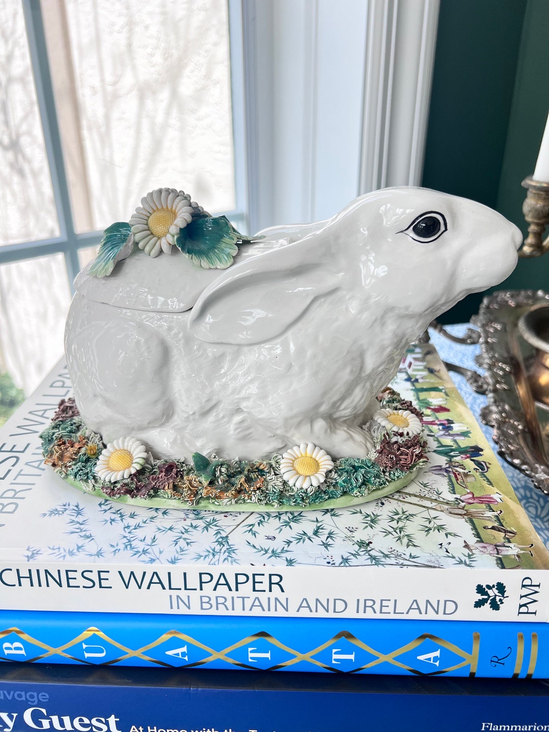 Italian Bunny Ceramic Lidded Dish // Small Rabbit Tureen // Made in ...