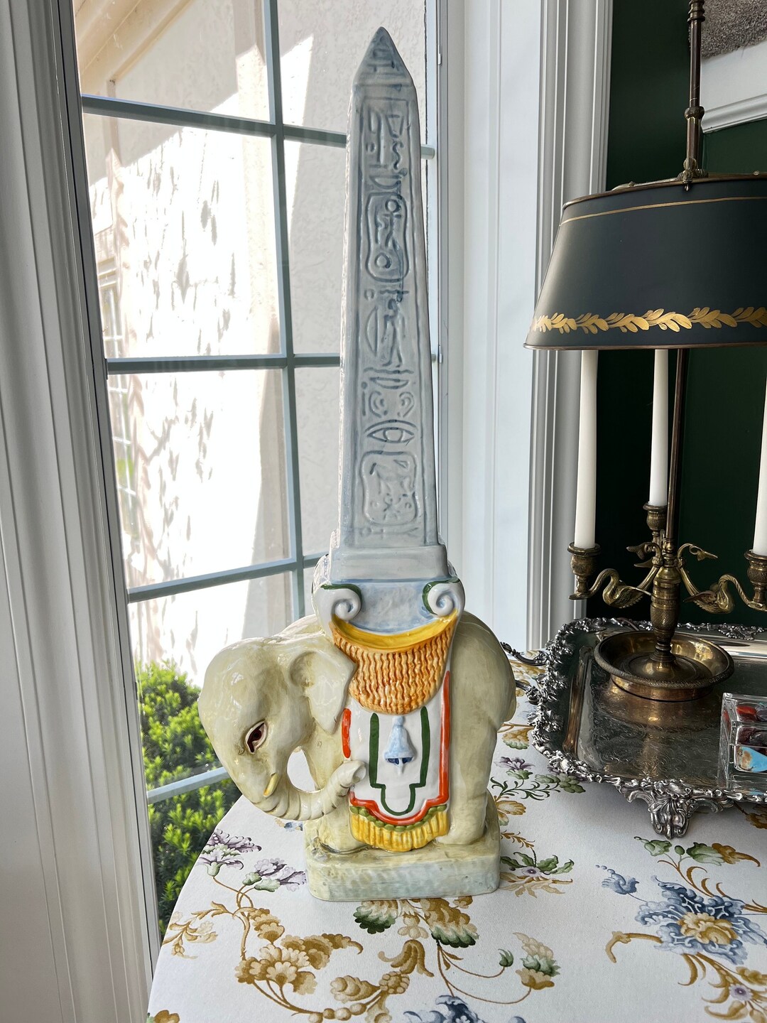 Italian Ceramic Elephant Obelisk // Palm Beach Style // Preppy Decor ...