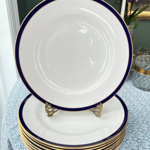 9 Spode consul 10 5/8 Dinner Plates With Cobalt Blue and Gold Band ...