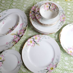 Vintage Mini Set of Fine China by Noritake // Hand Painted Pink Floral ...