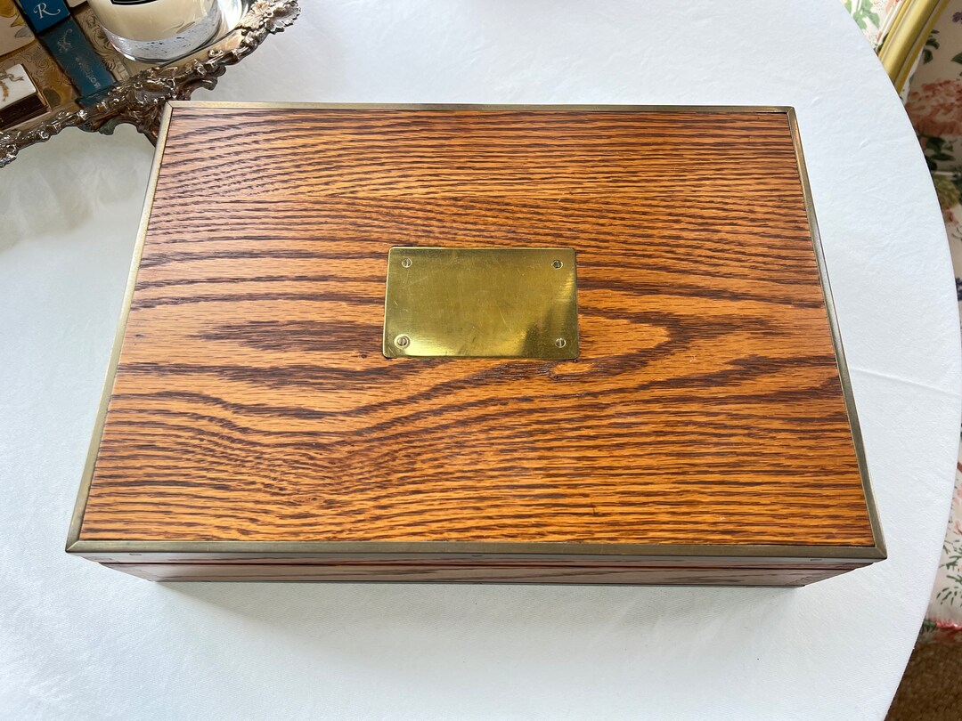 Vintage Wooden Writing Box With Campaign-style Metal Hardware // Brass ...
