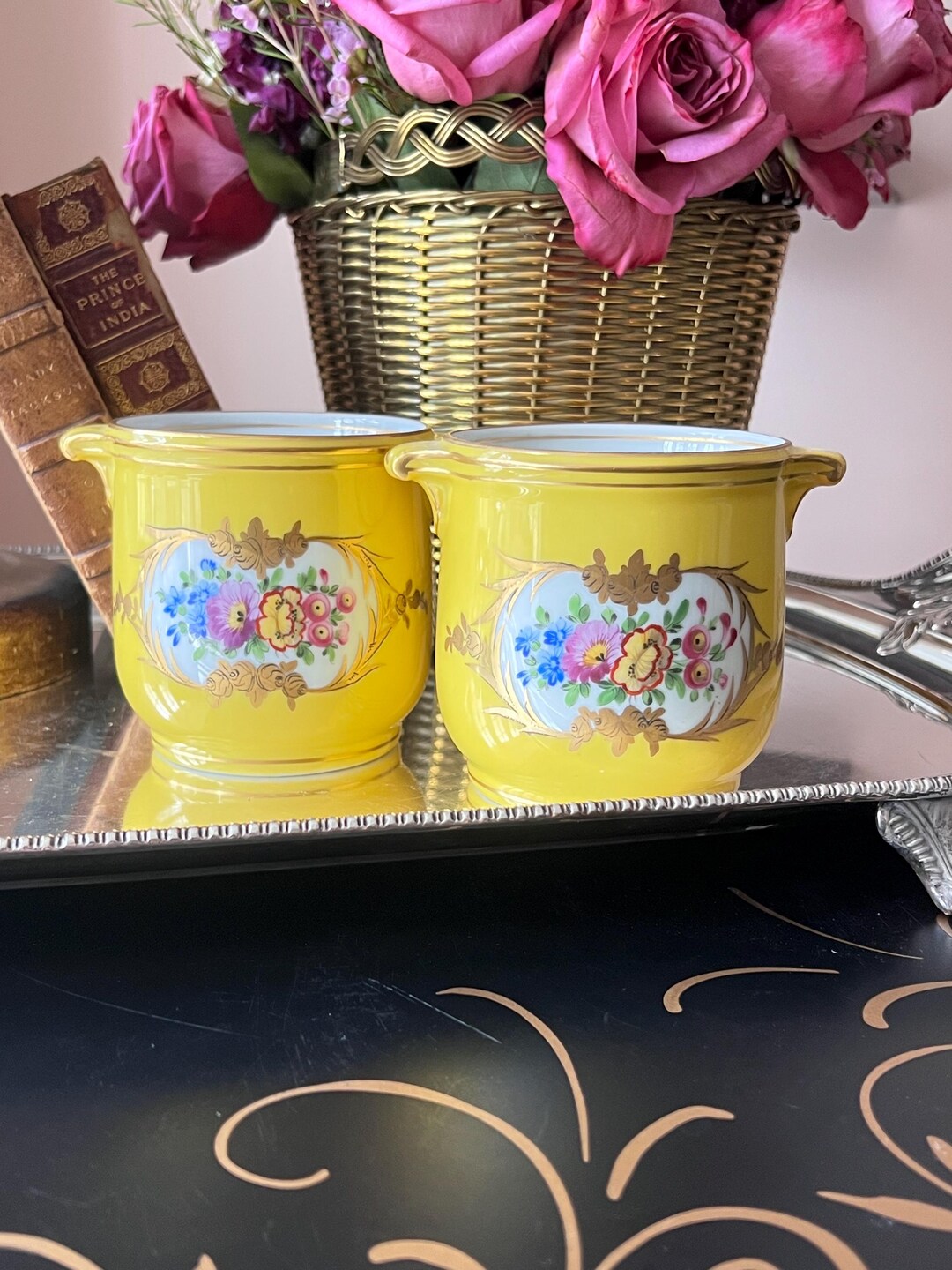 Beautiful Pair of Hand-painted Sevres-style Porcelain Cachepots in a ...