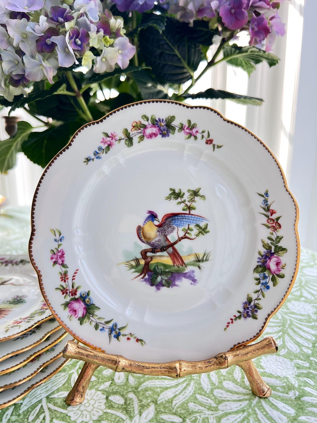 Set of 6 Sevres Birds Bread Plates // Traditional Decor // Decorative ...