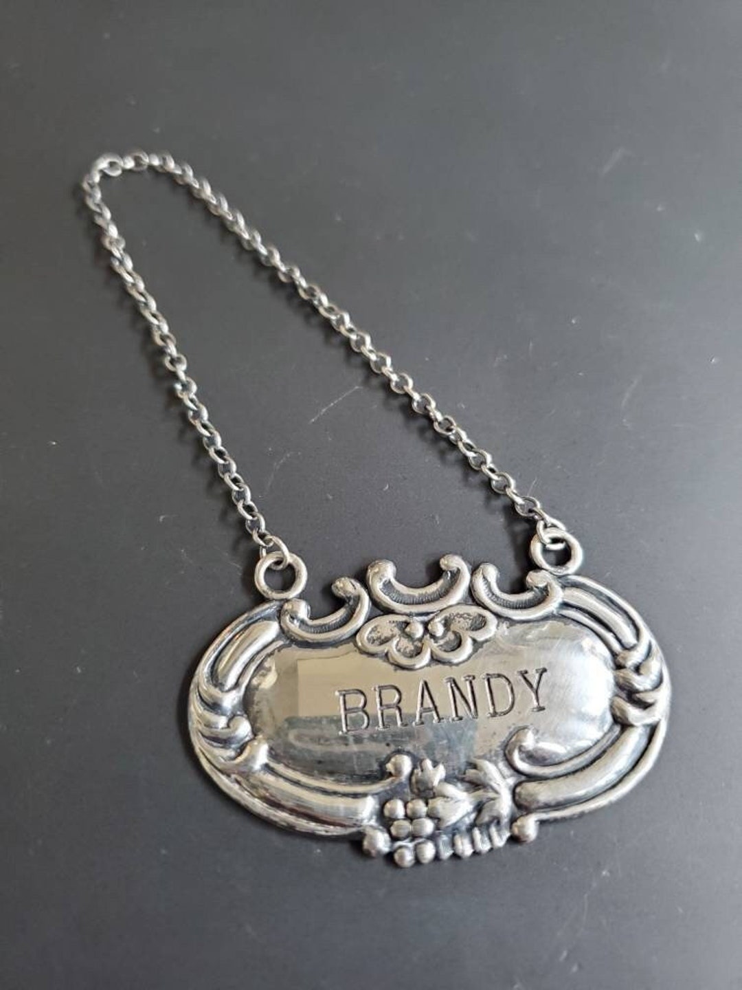 Sterling Silver Wallace Brandy Decanter Tag // Vintage Barcart Decor ...