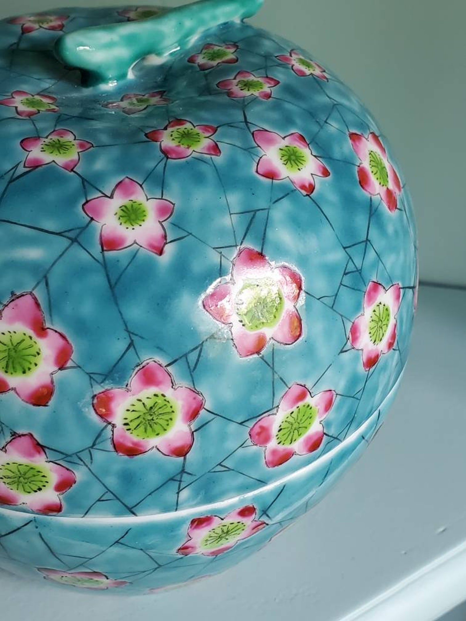Chinoiserie Ceramic Apple Jar With Lid // Decorative Jar // Cherry ...