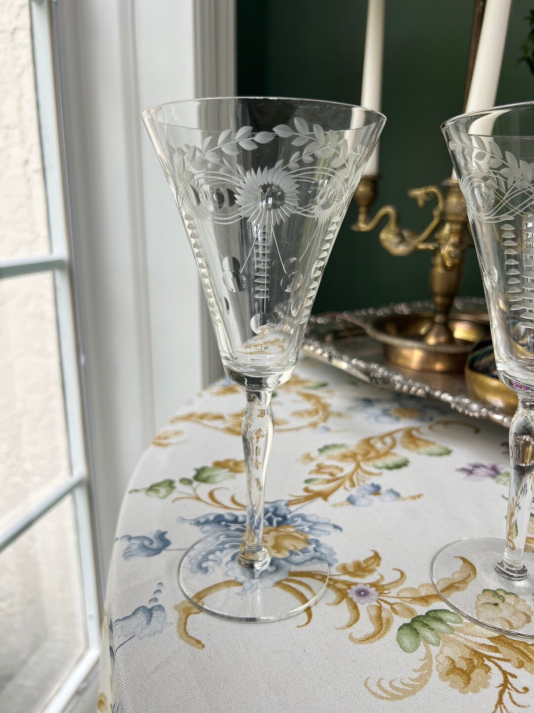 Set of 4 Vintage Cut Crystal Water Glasses // Formal Glassware ...
