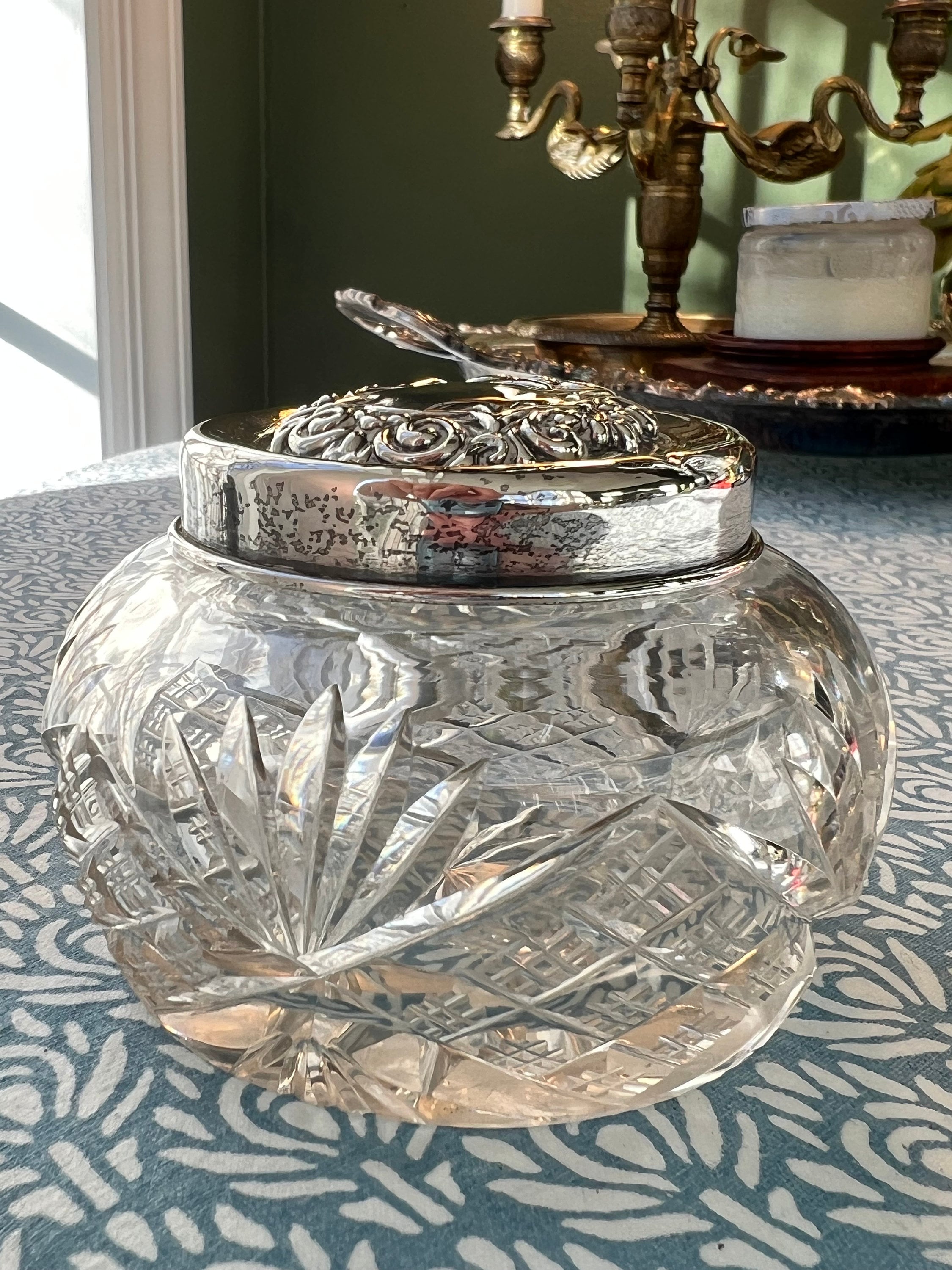 Gorgeous Small Cut Crystal Jar With Sterling Silver Lid // Vintage ...